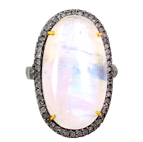 Gold Diamond Moonstone Ring at Best Price in Jaipur | Gemco International