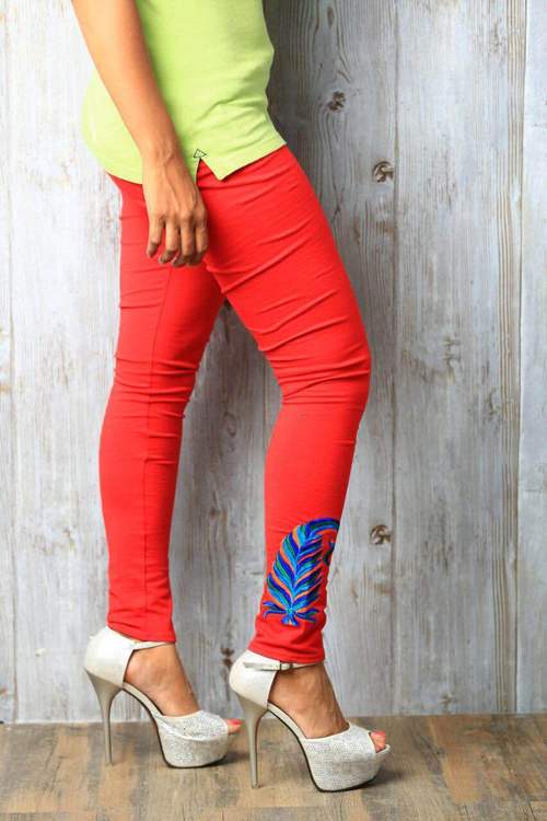 Red Color Leggings With Awesome Embroidery at Best Price in Surat | Sma ...