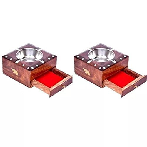 Wooden Brass Inlay Ashtray + Cig. Case, Pack Of 2 at Best Price in ...