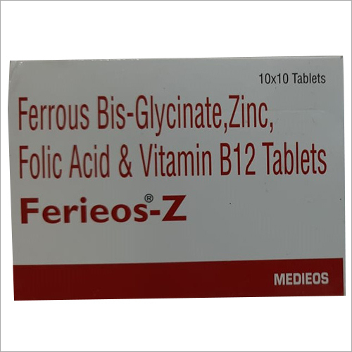 Ferrous Bis-Glycinate Zinc Folic Acid And Vitamin B12 Tablets at Best ...