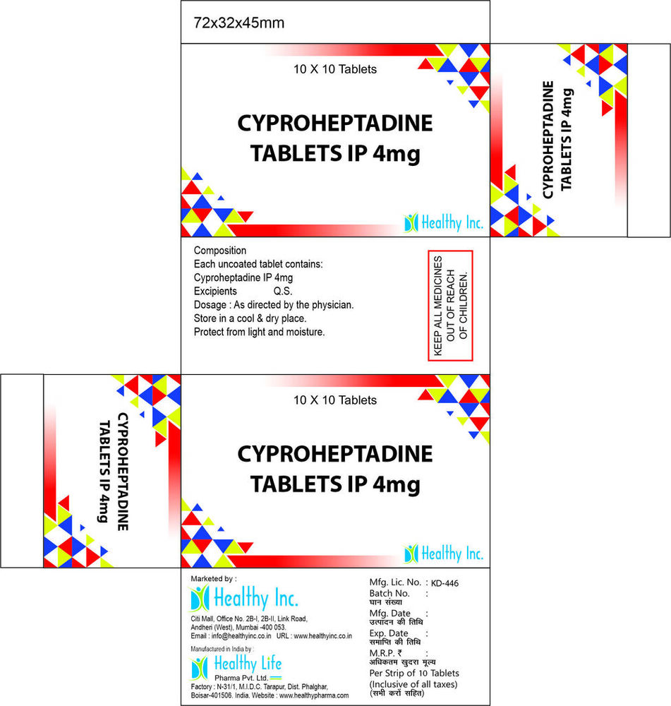 Cyproheptadine Tablets Generic Drugs at Best Price in Mumbai | Healthy ...