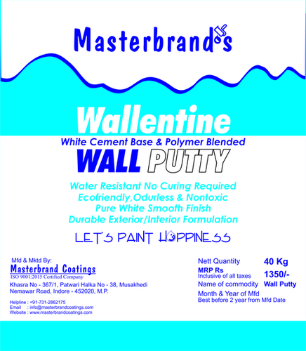 White Cement Based Wall Putty at Best Price in Indore | Master Brand ...