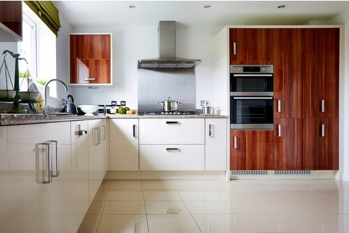 Modular Kitchen Design - Wood Variable Dimensions | Glossy Finish Base ...