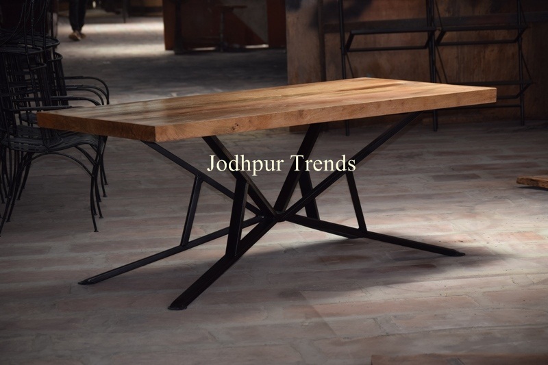 Iron Wooden Zig Zag Dining Table at Best Price in Jodhpur | Jodhpur Trendz