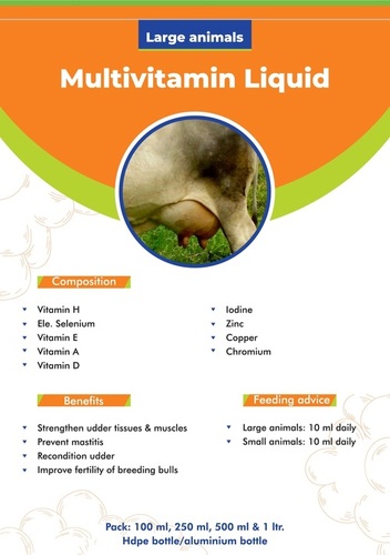 Multivitamin Liquid For Cattle Grade: Animal Feed Grade at Best Price ...