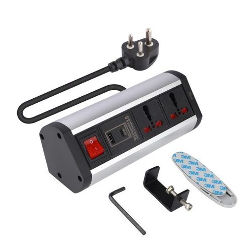 Mx 2 Outlet Desk Clamp Mount Power Strip, With 2 Usb 2.4 Amp Charging ...