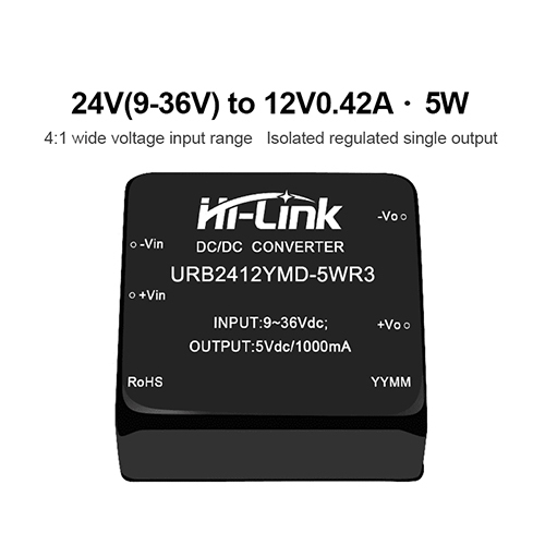 Black Urb2412ymd-5wr3 24v To 12v 5w 0.42a Dc To Dc Isolation Voltage ...