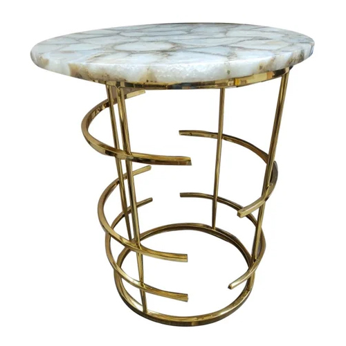 24 Inch Ss Round Marble Top Center Table No Assembly Required at Best ...