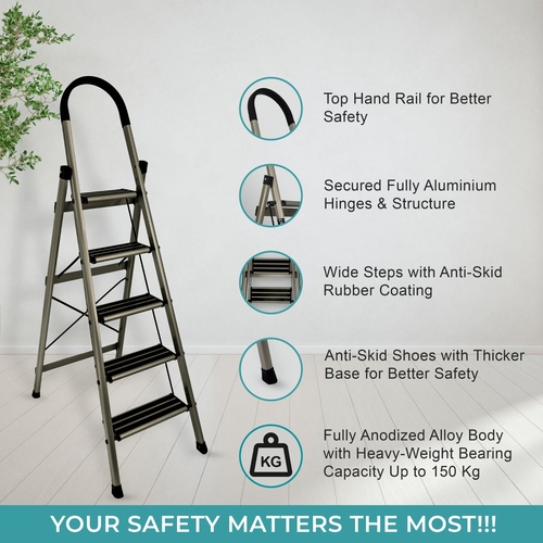 High Quality Aluminum Premium Gold Five Step Ladder at Best Price in ...