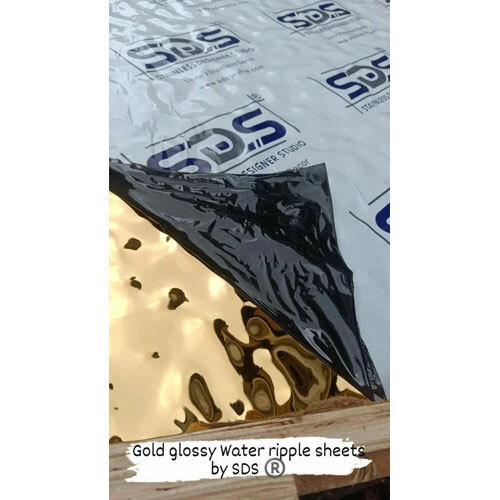 Stainless Steel Decorative Facade Gold Glossy Water Ripple Sheet at ...