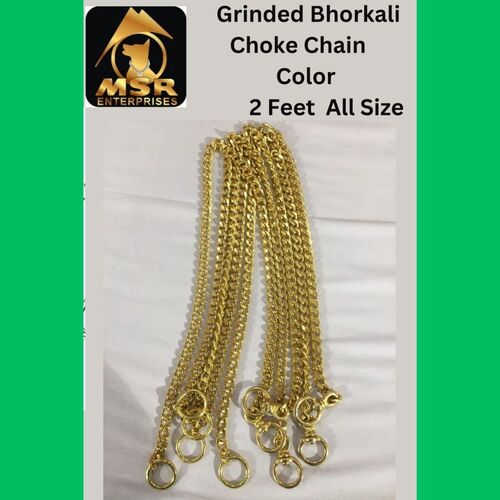 Golden 2 Feet Grinded Twisted Iron Dog Choke Chain With Brass Bhorkali ...
