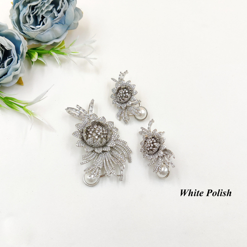 Fancy American Diamond Locket Set at Best Price in Jaipur | Radiant Impex