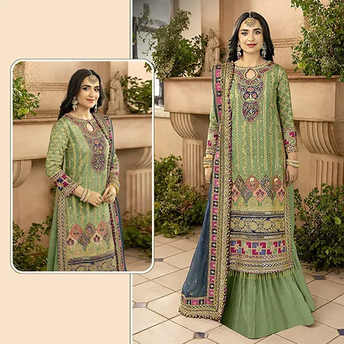 Multicolor Green Color Pakistani Suit at Best Price in Surat | Vd Impex