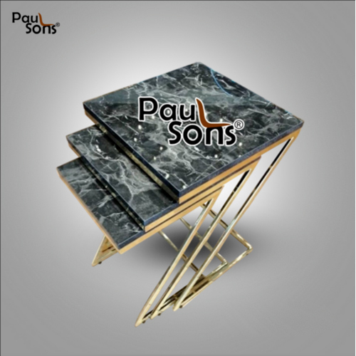 Ms Marble Top Designer Golden Table - Color: Different Available at ...