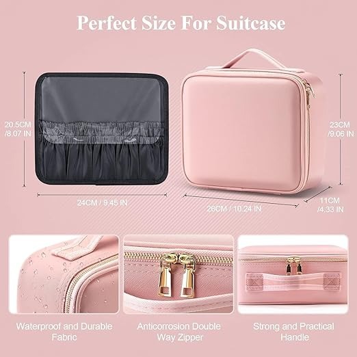 Mitsico Travel Makeup Bag With Led Lighted Mirror 3 Color Setting ...