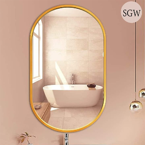 Gold Finish Capsule Shape Mirror Frame - Application: Home at Best ...