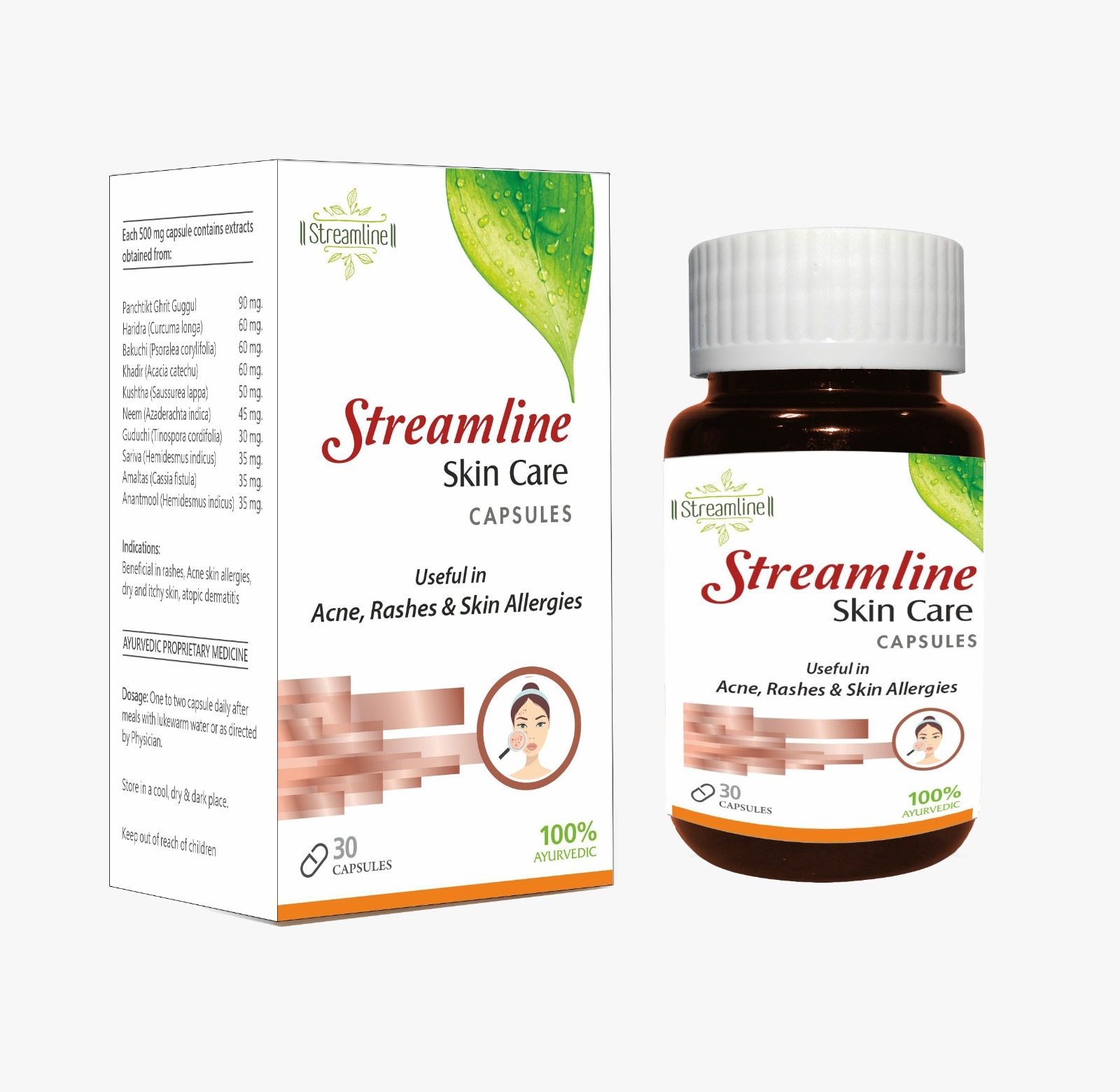 Skin Care Capsules - 30 Ayurvedic Capsules , for Acne, Rashes ...