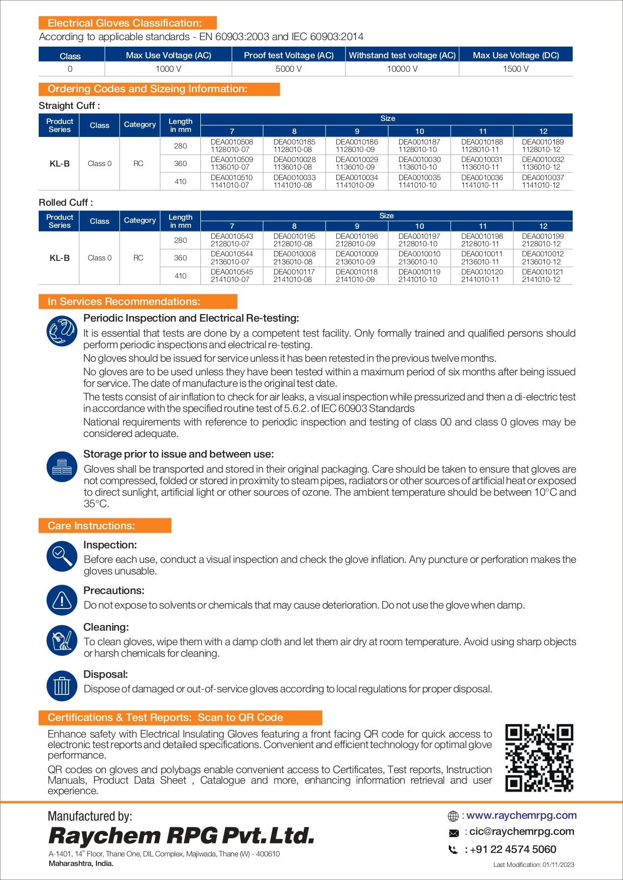 Raychem Rpg - Kamfet - Kl-b - Class 0 - Electrical Insulation Gloves at ...