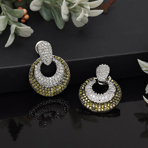 Mehandi Green Color American Diamond Earrings - Color: Various ...