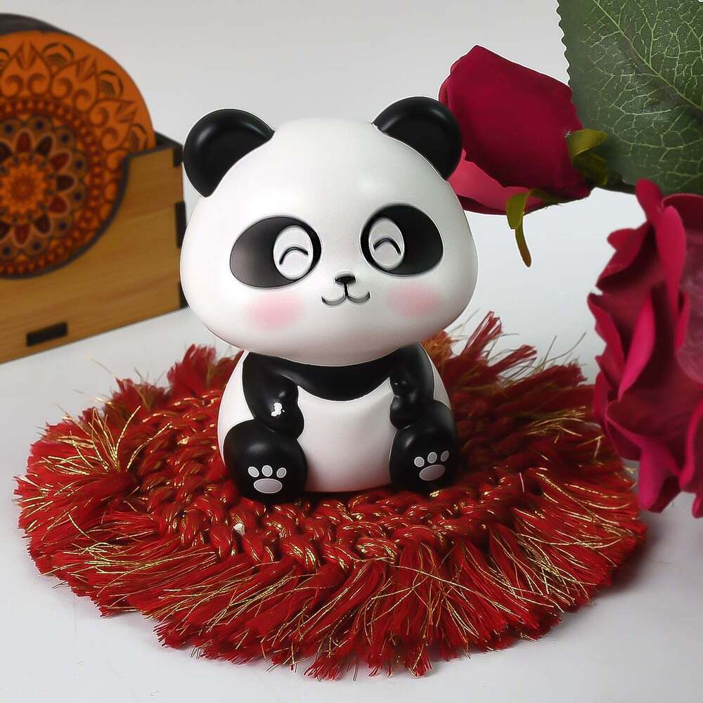 Car Decoration Solar Power Moving Head Panda Statue Creatives at Best ...
