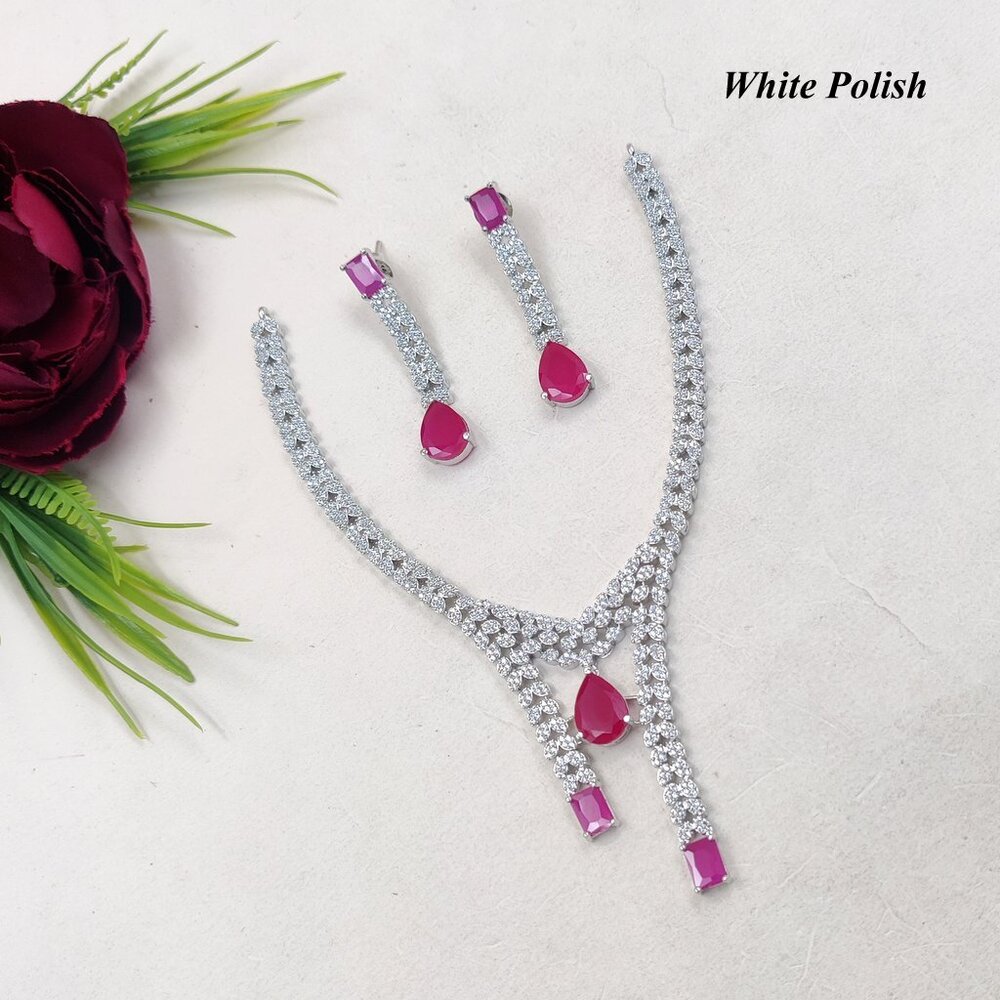 Classic Shimmering American Diamond Necklace Set at Best Price in ...