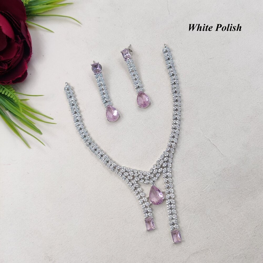 Classic Shimmering American Diamond Necklace Set at Best Price in ...