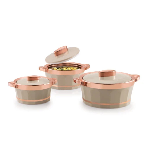 Round Stainless Steel Casserole Set - Color: Brown And Peach at Best ...