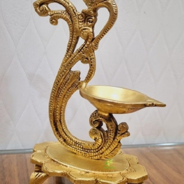 Lamp Peacock Diya Brass Oil Tier Ghee Puja Hindu Article Indian Deepak ...