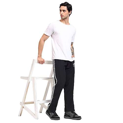 Mens Light Grey Track Pants With Triple White Stripes And Adjustable ...