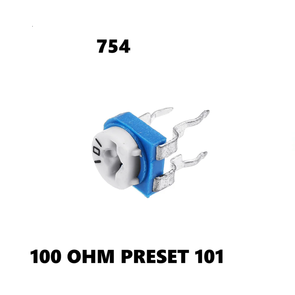 100 Ohm Preset 101 - Plastic Material, 100 K Resistance, White/blue ...