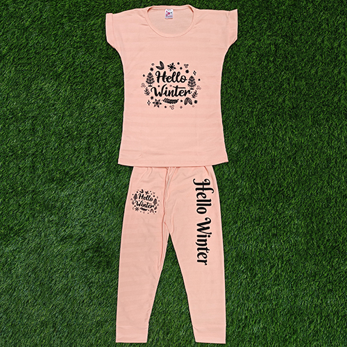2 Piece Peach Lycra Kids Wear Set - Color: Different Available at Best ...