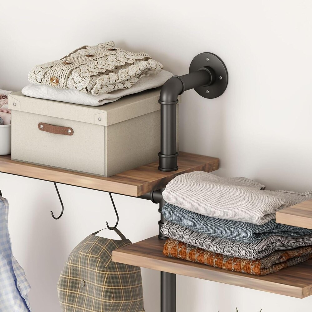 Industrial Pipe Clothes Rack,wall Mounted Pipes Clothes Racks With Four ...