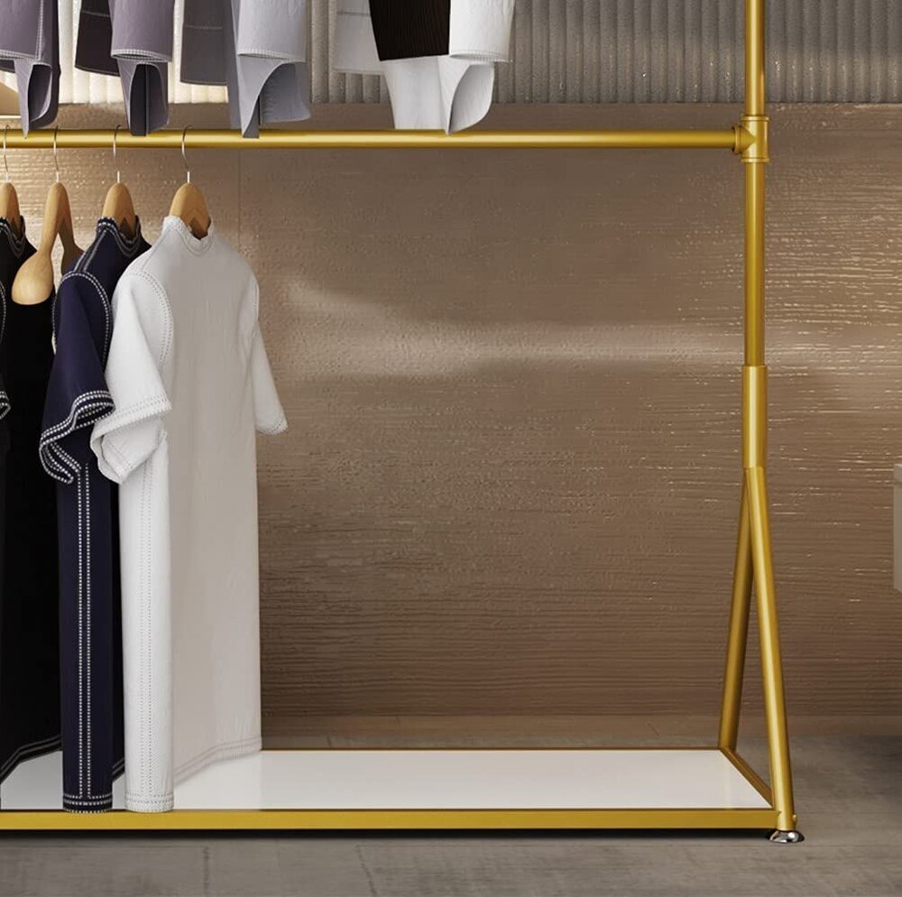 Iron Metal Gold Clothing Rack With Shelf, Clothes Racks, Modern Heavy ...