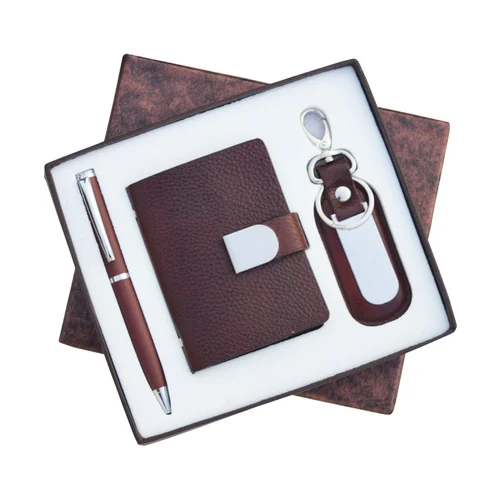 3 In 1 Brown Genuine Leather Gift Set - Occasion: Any at Best Price in ...