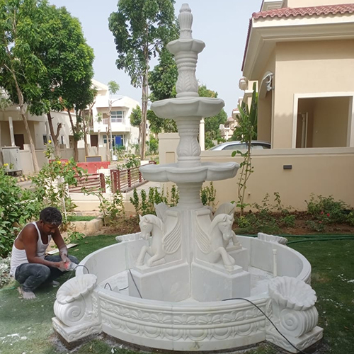 White Marble Garden Fountain - Installation Type: Floor Mounted at Best ...