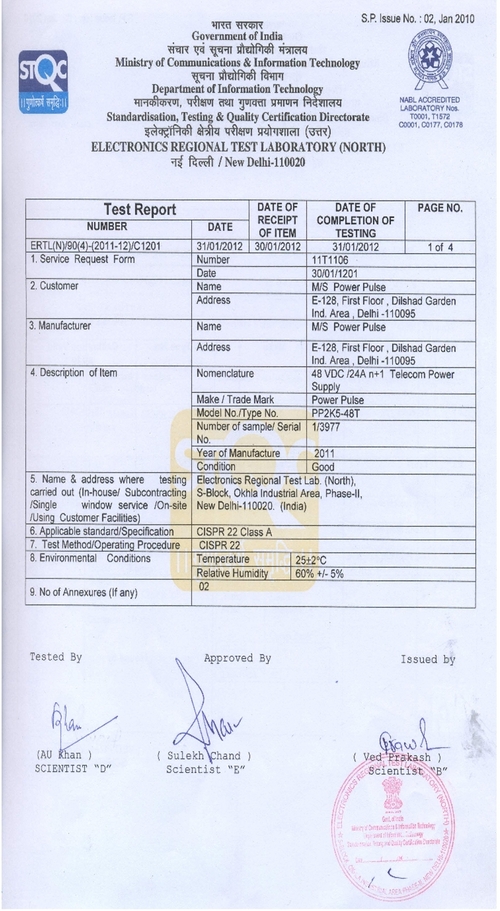 Ertl Certificate at Best Price in Delhi, Delhi | Power Pulse