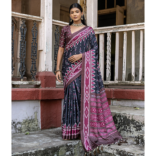 Tussar Temple Saree - Color: Multicolor at Best Price in Surat | Vishnu ...