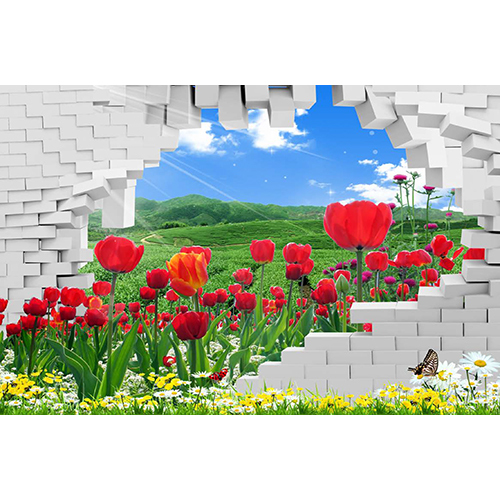 Flowers Customised Embossed Wallpaper - Material: Acrylic at Best Price ...