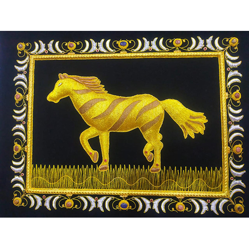 Horse Hand Embroidery Wall Hanging - Color: Yellow And Black at Best ...