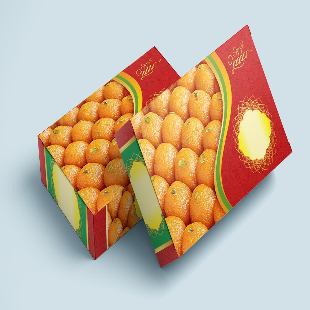 Eco-friendly Custom Logo Folded Card Paper Laddu Packaging Box - Shape ...