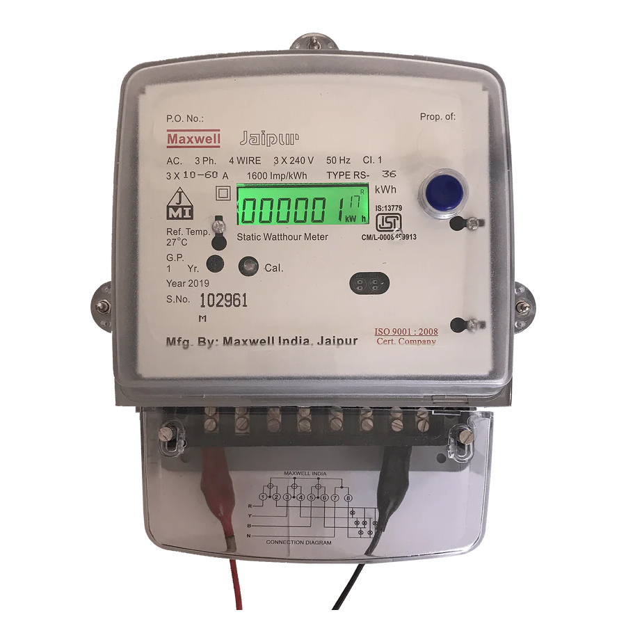 Maxwell Lcd Display Three Phase Static Watthour Meter - Accuracy: 1.0 % ...