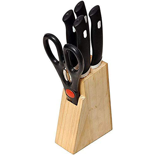 Plastic 6 Pc Knife Set Wood Stand With Knife And Scissor - Application ...