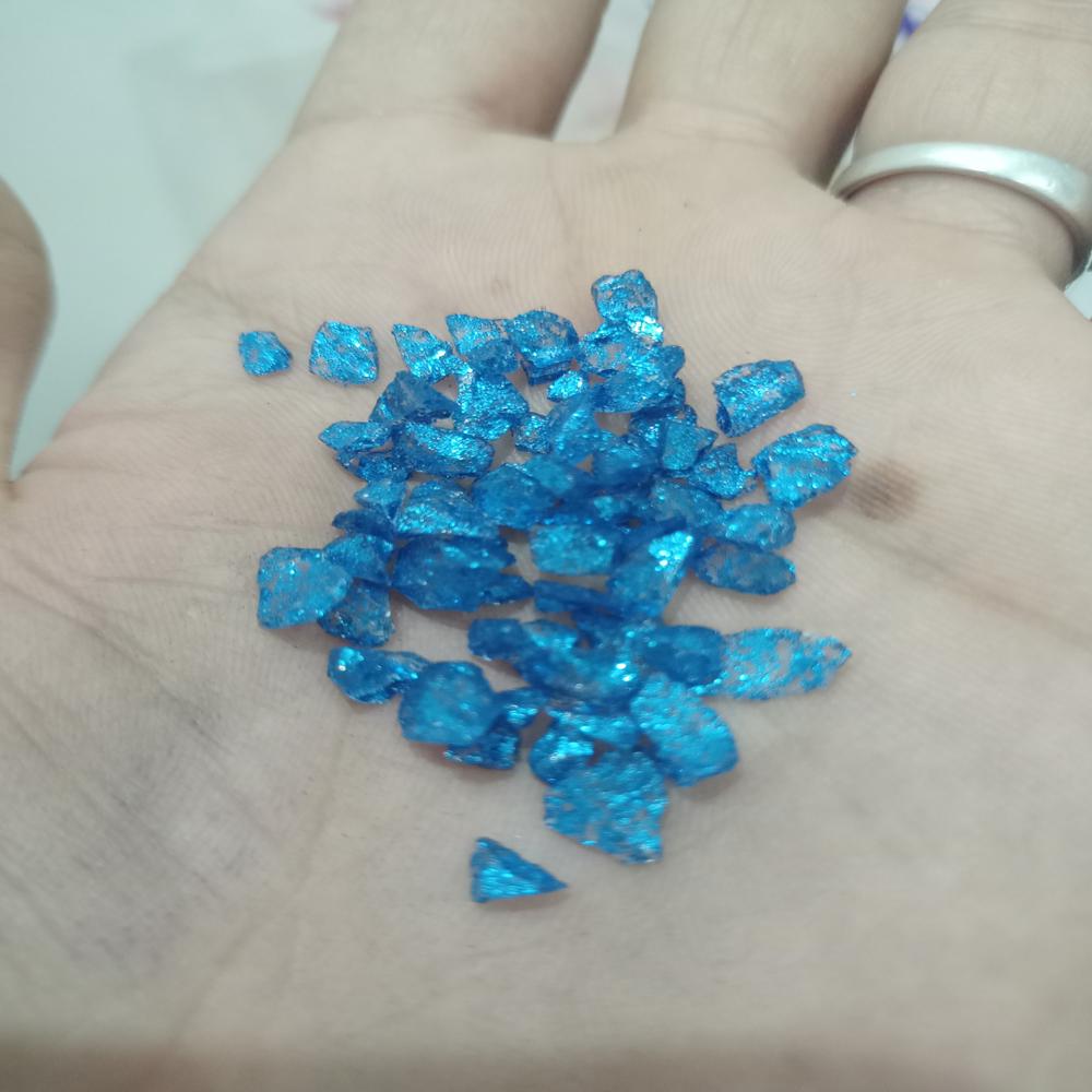 Dartk Blue Color Coated Small Glass Chips For Craft Application Used ...
