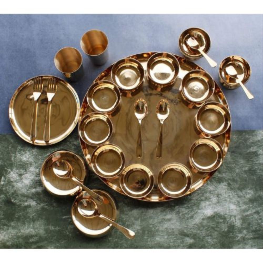 Kansa Bronze Thali Dinner Set Premium Indian Dinnerware For Authentic ...