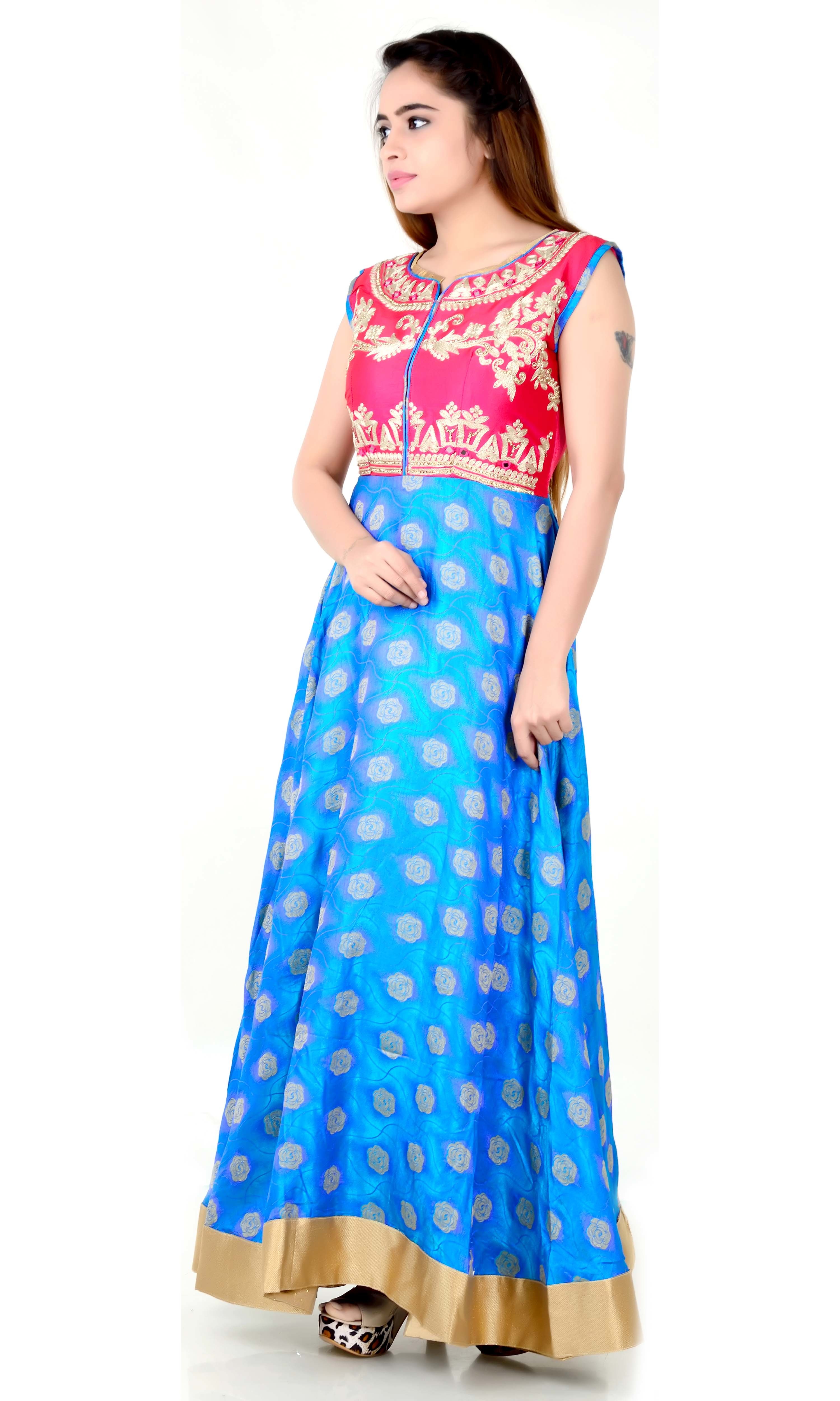 Silk Anarkali Decoration Material: Beads Decoration Material: Beads at ...