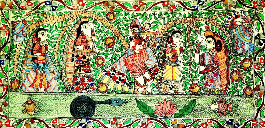 Mithila Kanha Gopi Paintings at Best Price in New Delhi | Mithila Painting