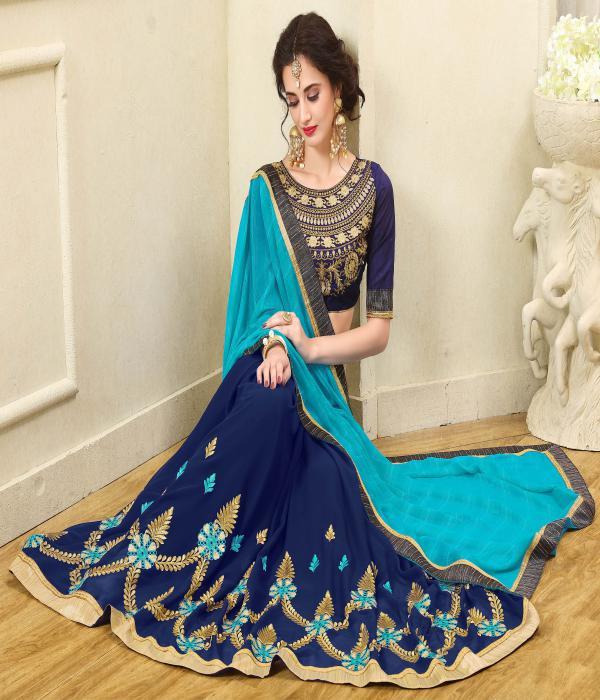 Blue Heavy Border Saree at Best Price in Surat | Enjoylery Ecommerce ...