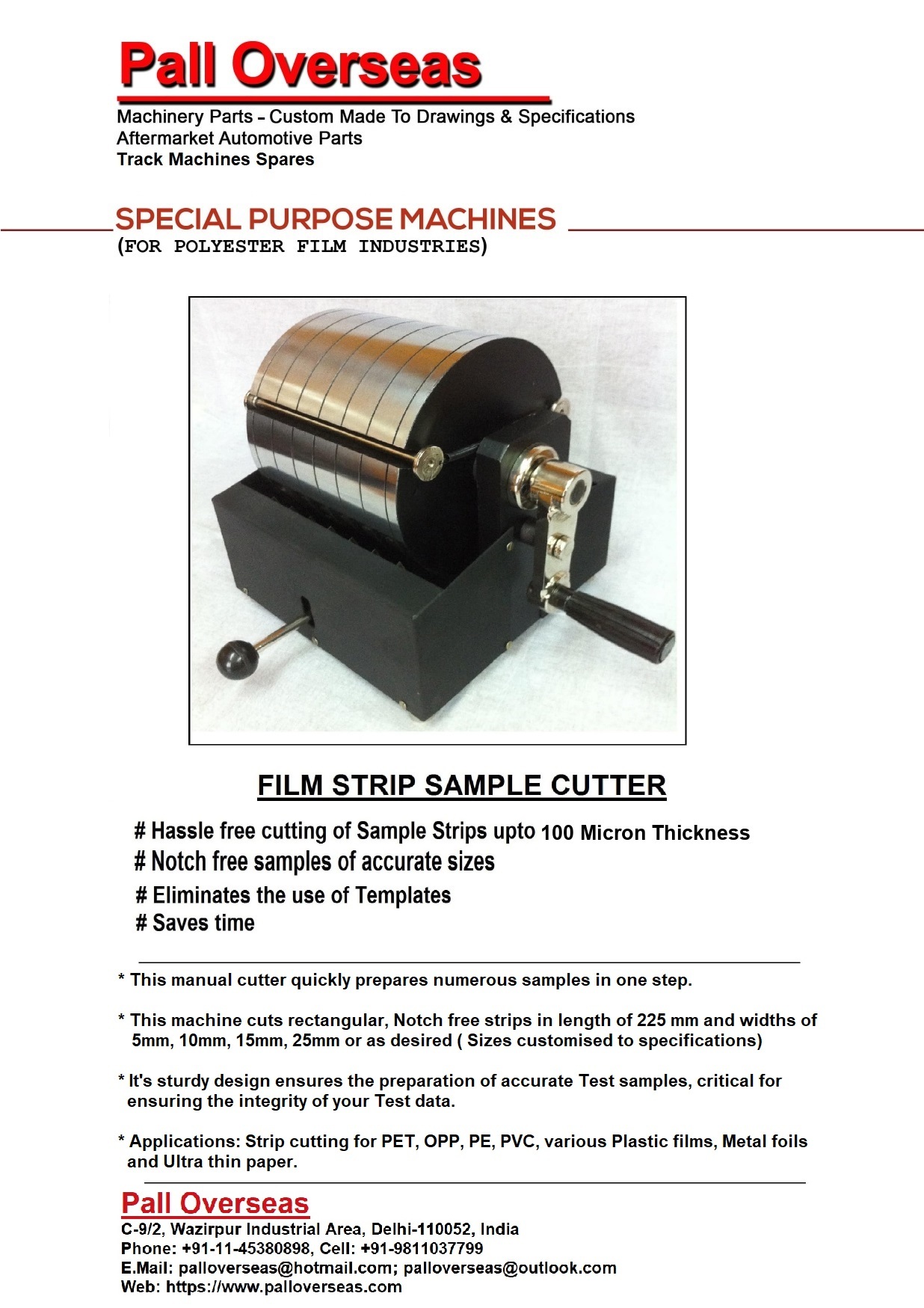 Manual Film Strip Sample Cutter at Best Price in Delhi | Pall Overseas
