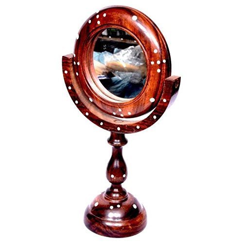 Wood Antique Fancy Design Handicraft Brown Wooden Mirror Stand at Best ...