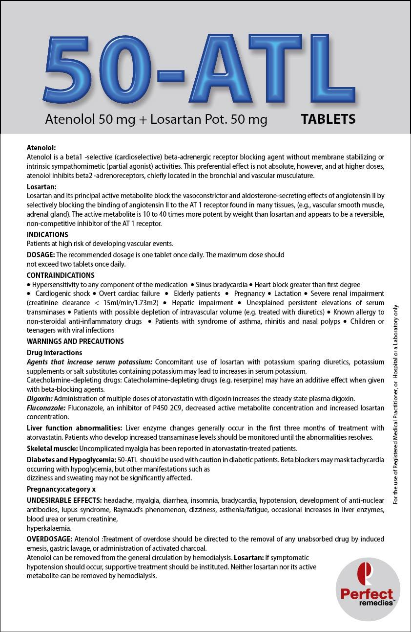 Atenolol 50 Mg & Losartan Potassium 50 Mg Specific Drug at Best Price ...